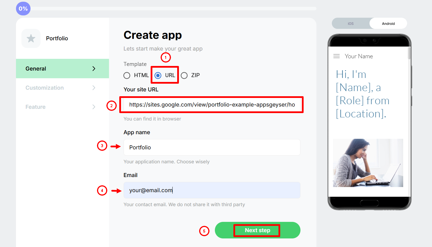 How to convert a Portfolio Google Site into a Mobile App | AppsGeyser Blog